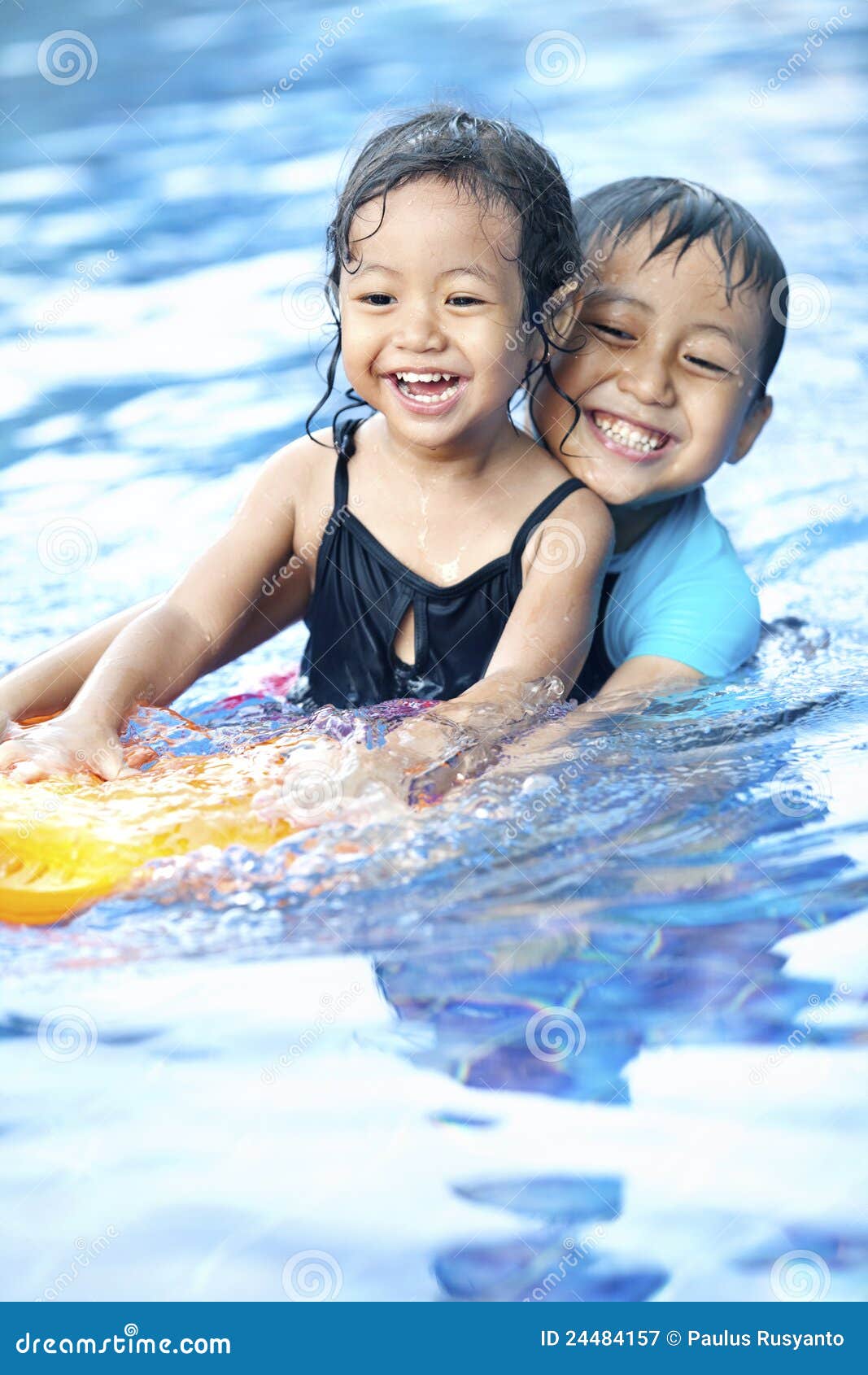 Sibling Having Fun at Swimming Pool Stock Image - Image of elementary ...