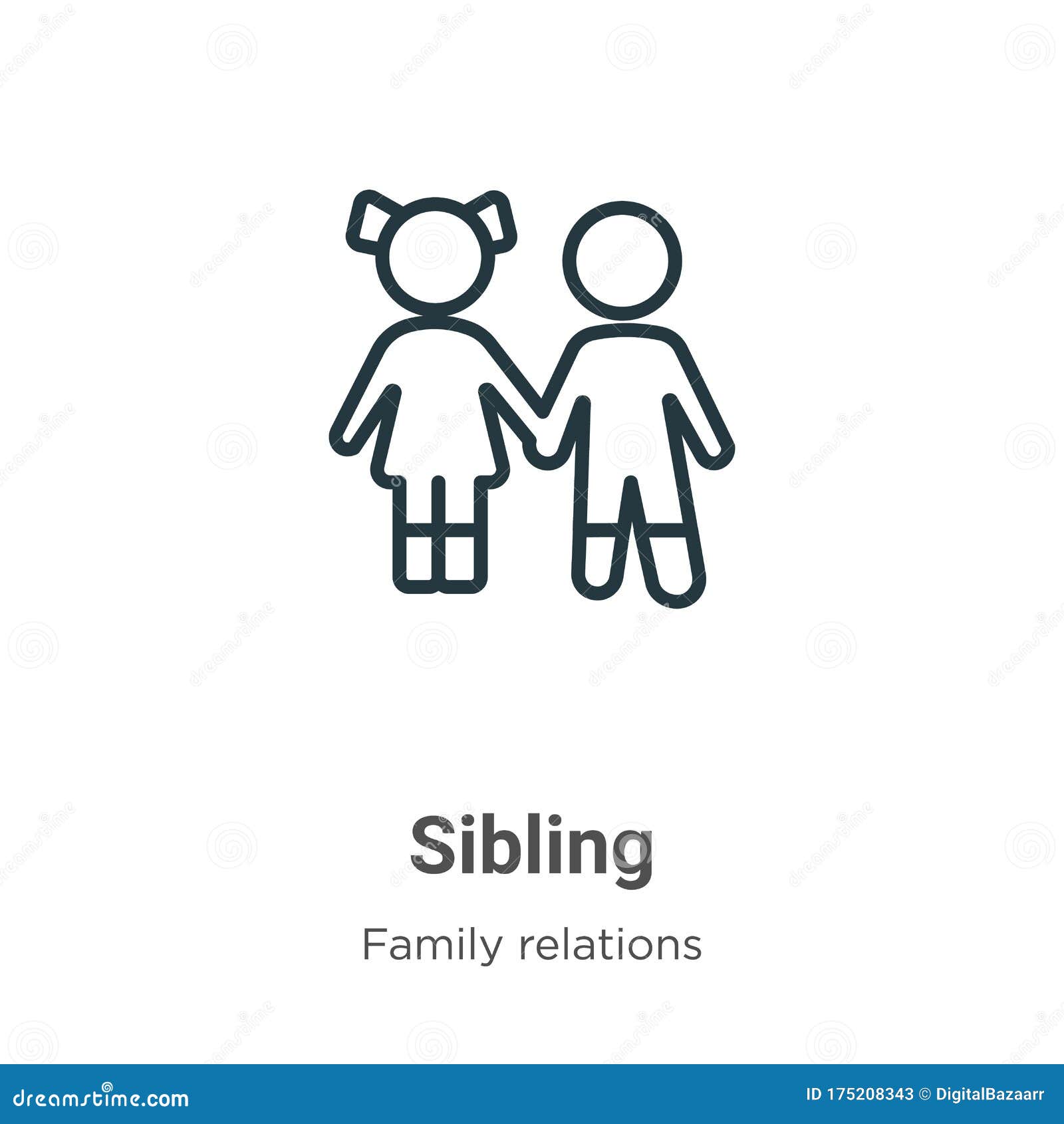 Sibling Outline Vector Icon. Thin Line Black Sibling Icon, Flat Vector ...