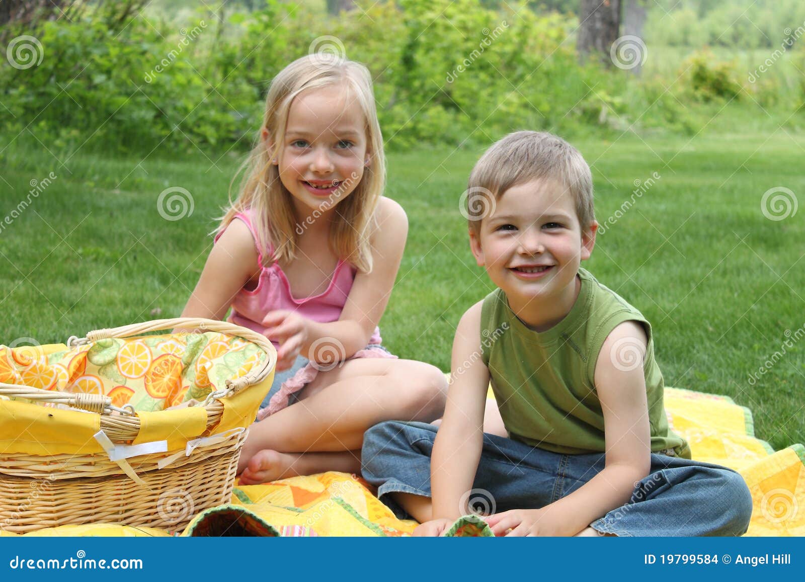 Sibling Picnic stock photo. Image of friends, girl, male - 19799584