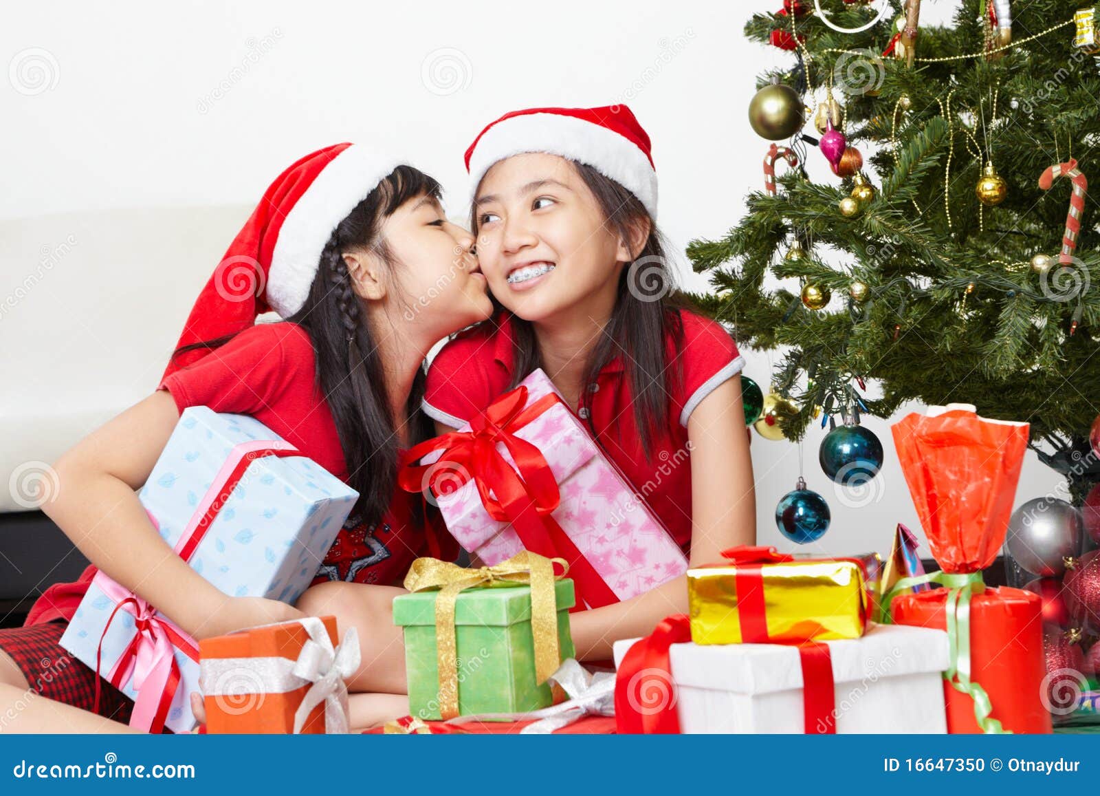 Sibling Showing Love in Christmas Season Stock Photo - Image of happy ...