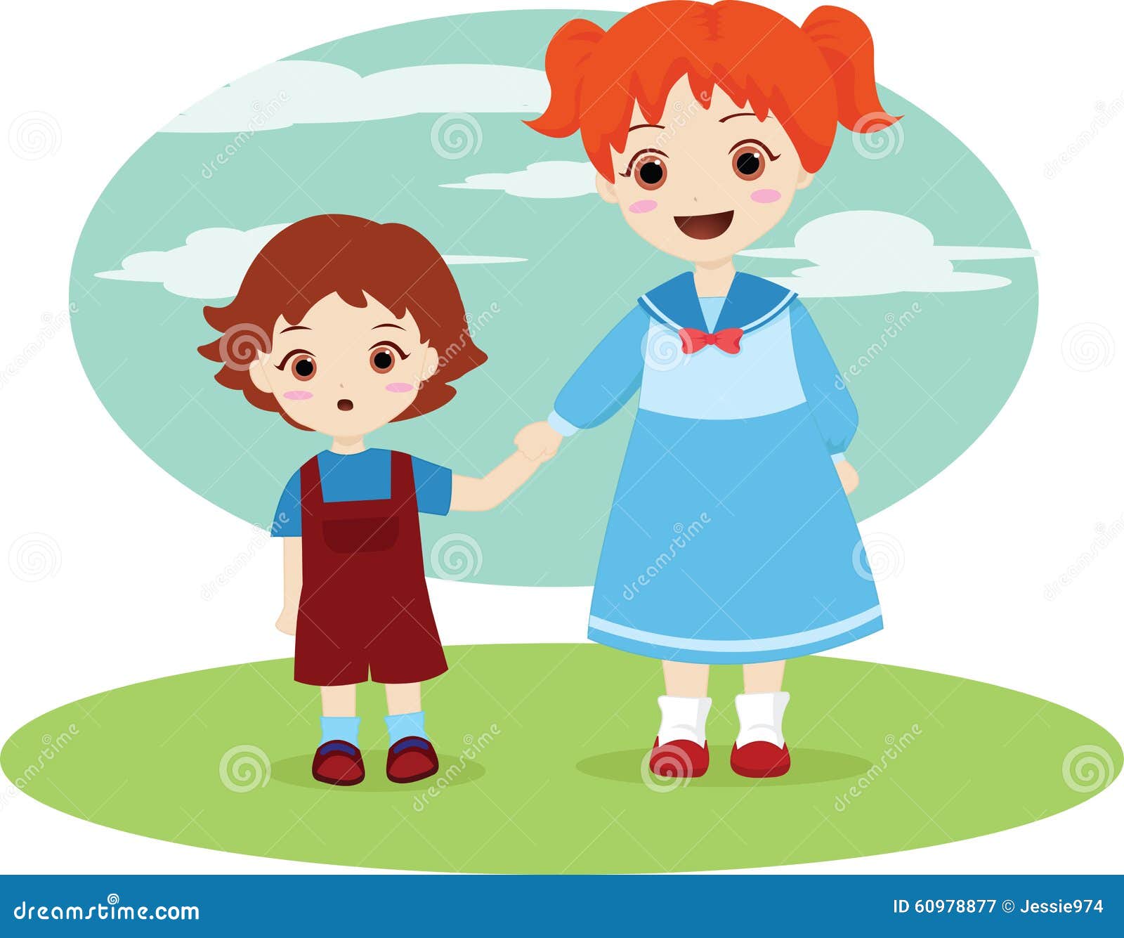 Siblings vector illustratie. Illustration of wandelen - 60978877