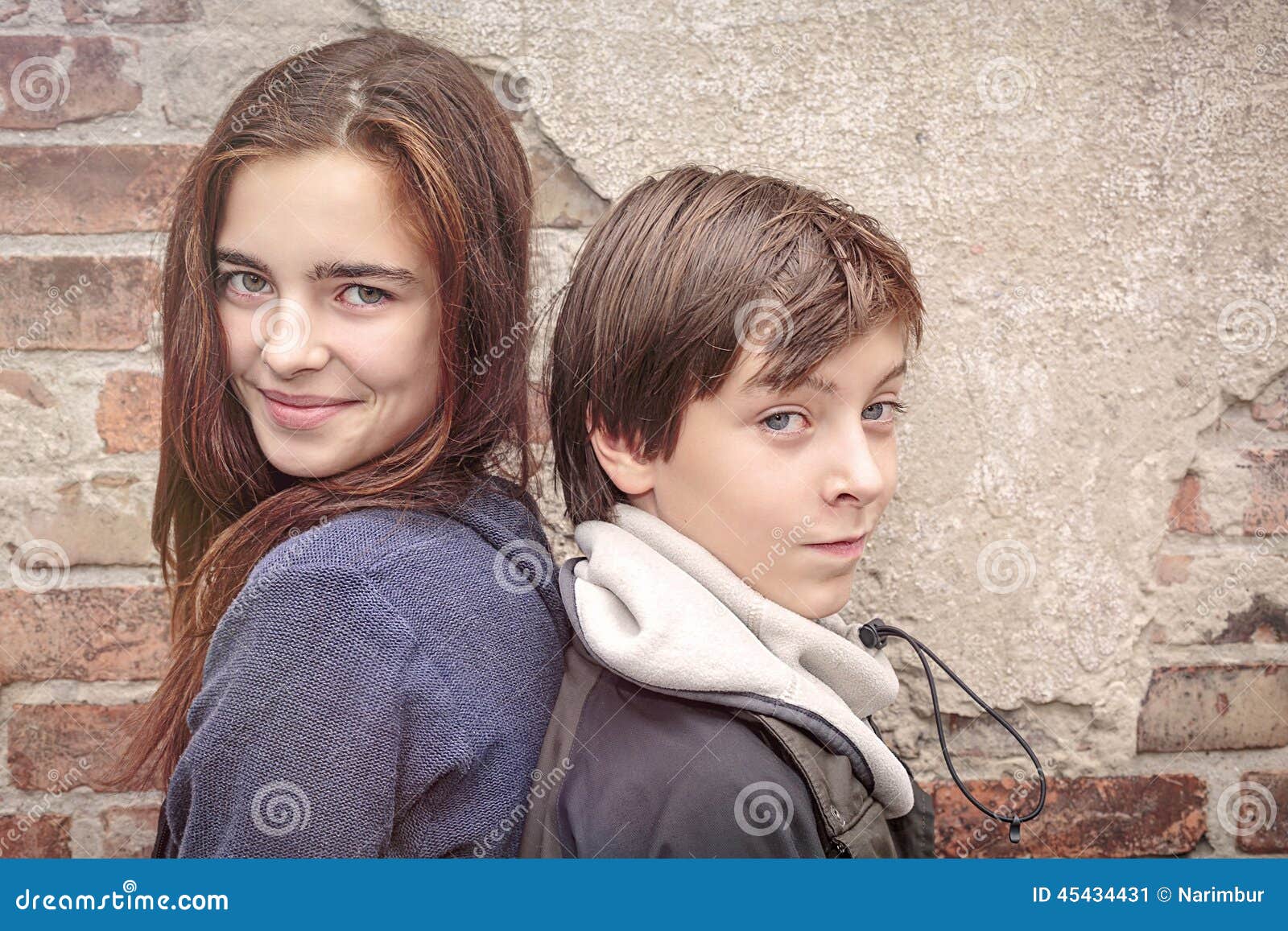 Siblings back to back stock image. Image of female, attractive - 45434431