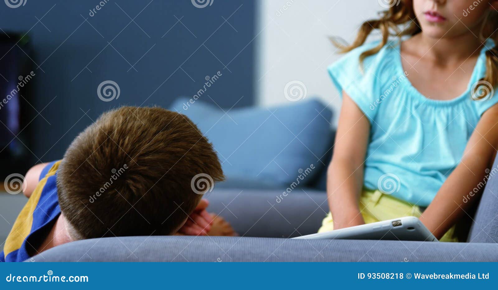 Siblings Interacting with Each Other in Living Room Stock Footage ...