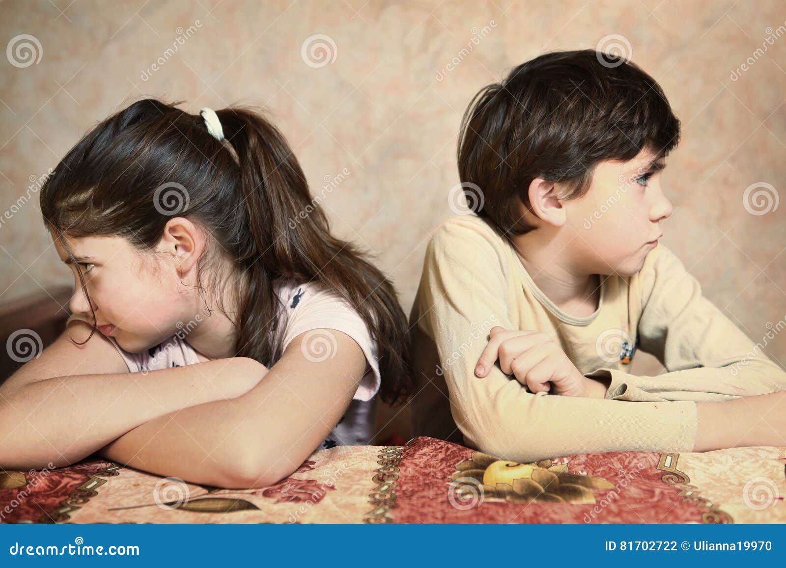 Siblings after quarreling stock photo. Image of girl - 81702722