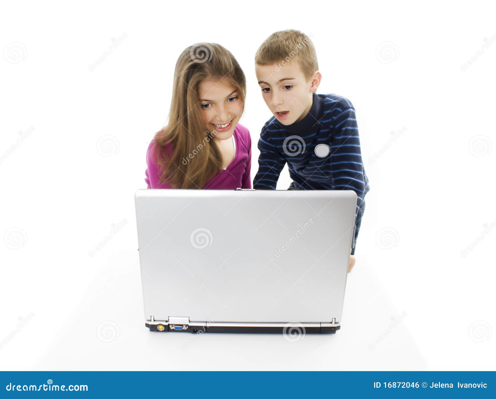 Siblings using computer stock photo. Image of child, education - 16872046