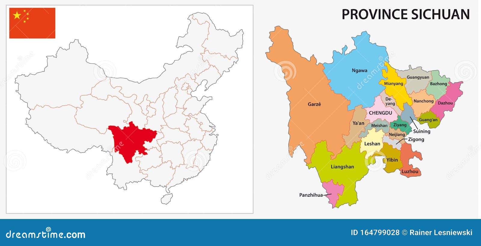 Sichuan Province Administrative Map Stock Vector - Illustration of area ...