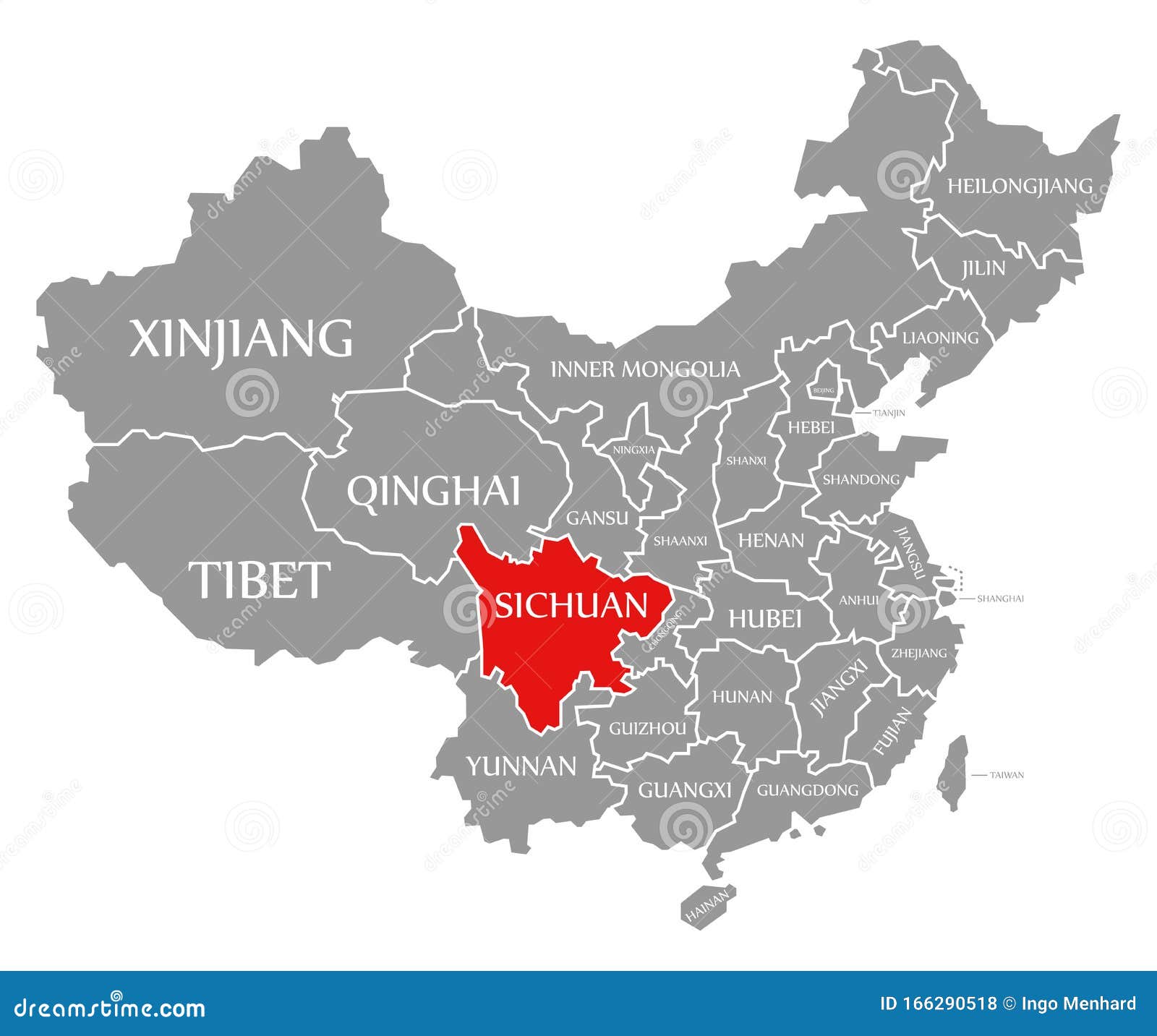 Sichuan Red Highlighted in Map of China Stock Illustration ...