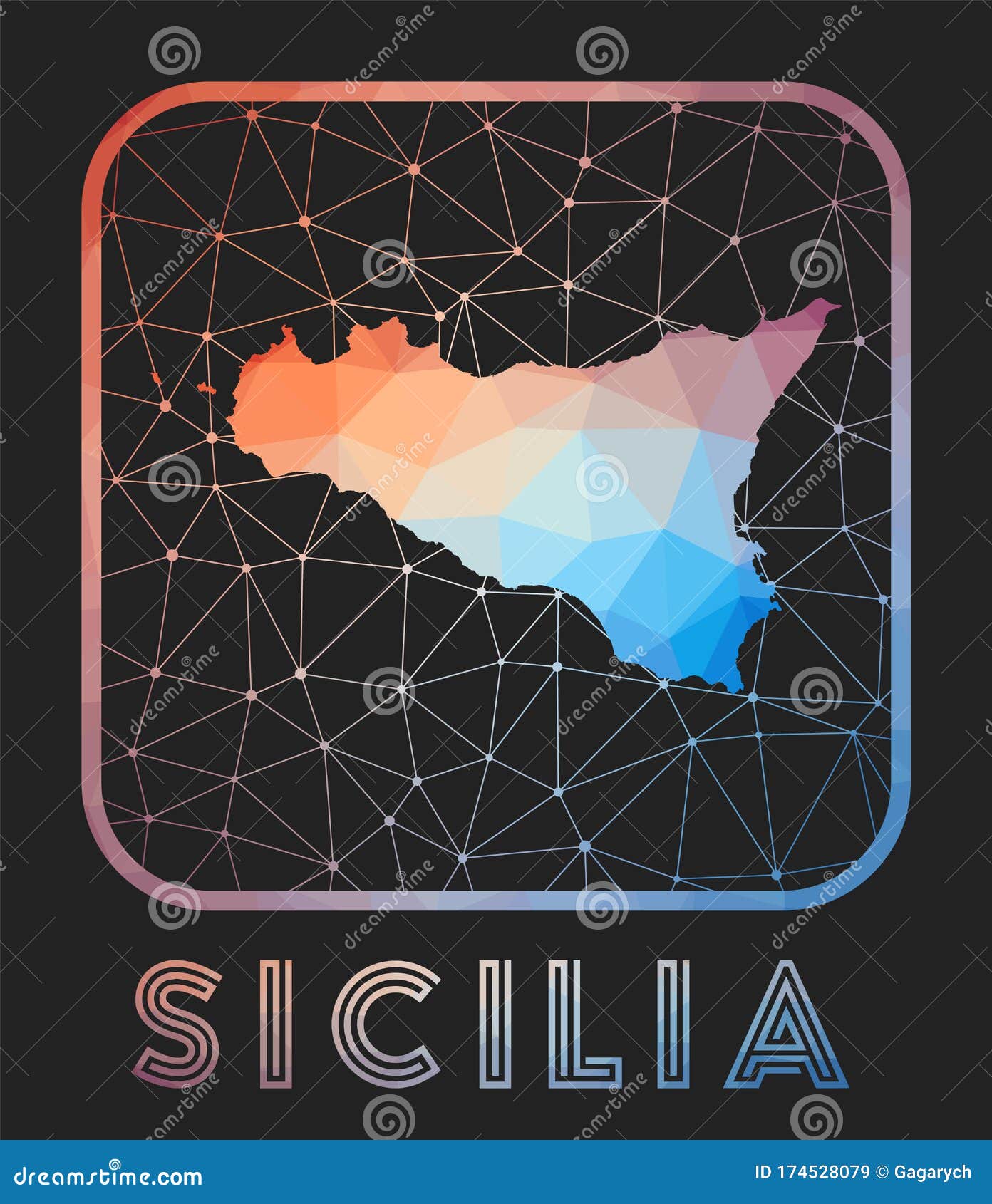 Sicilia map design. stock vector. Illustration of rome - 174528079