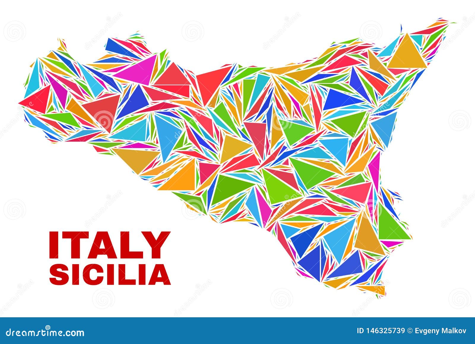 Sicilia Map - Mosaic of Color Triangles Stock Vector - Illustration of ...