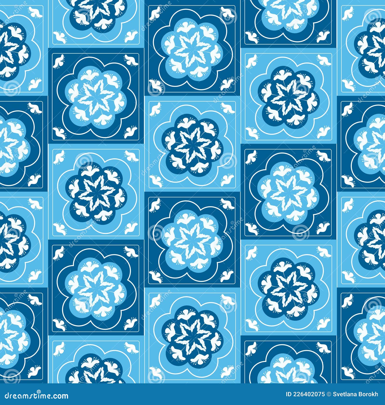 Sicilian Blue Ceramic Tile Pattern, Repeating Texture Print, Background ...