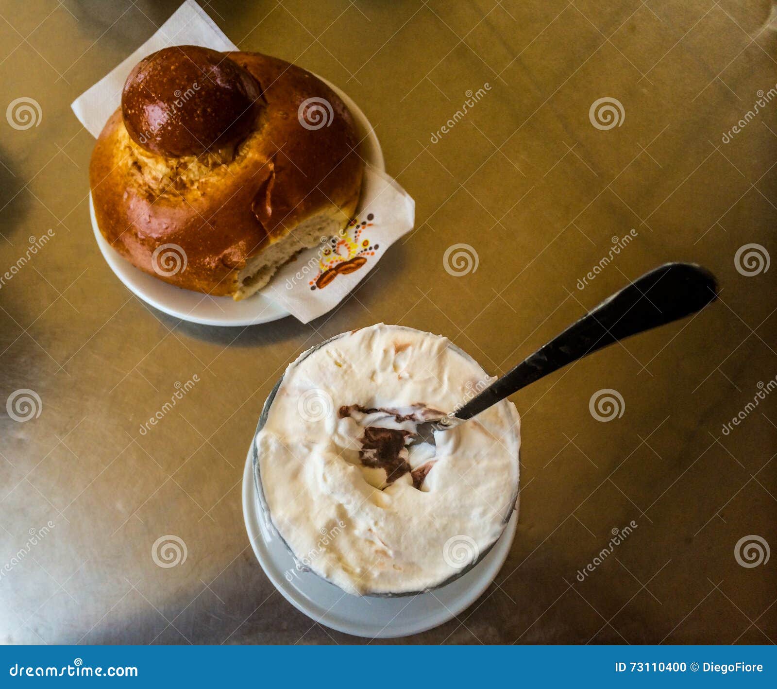 Sicilian breakfast stock photo. Image of granita, brioche - 73110400