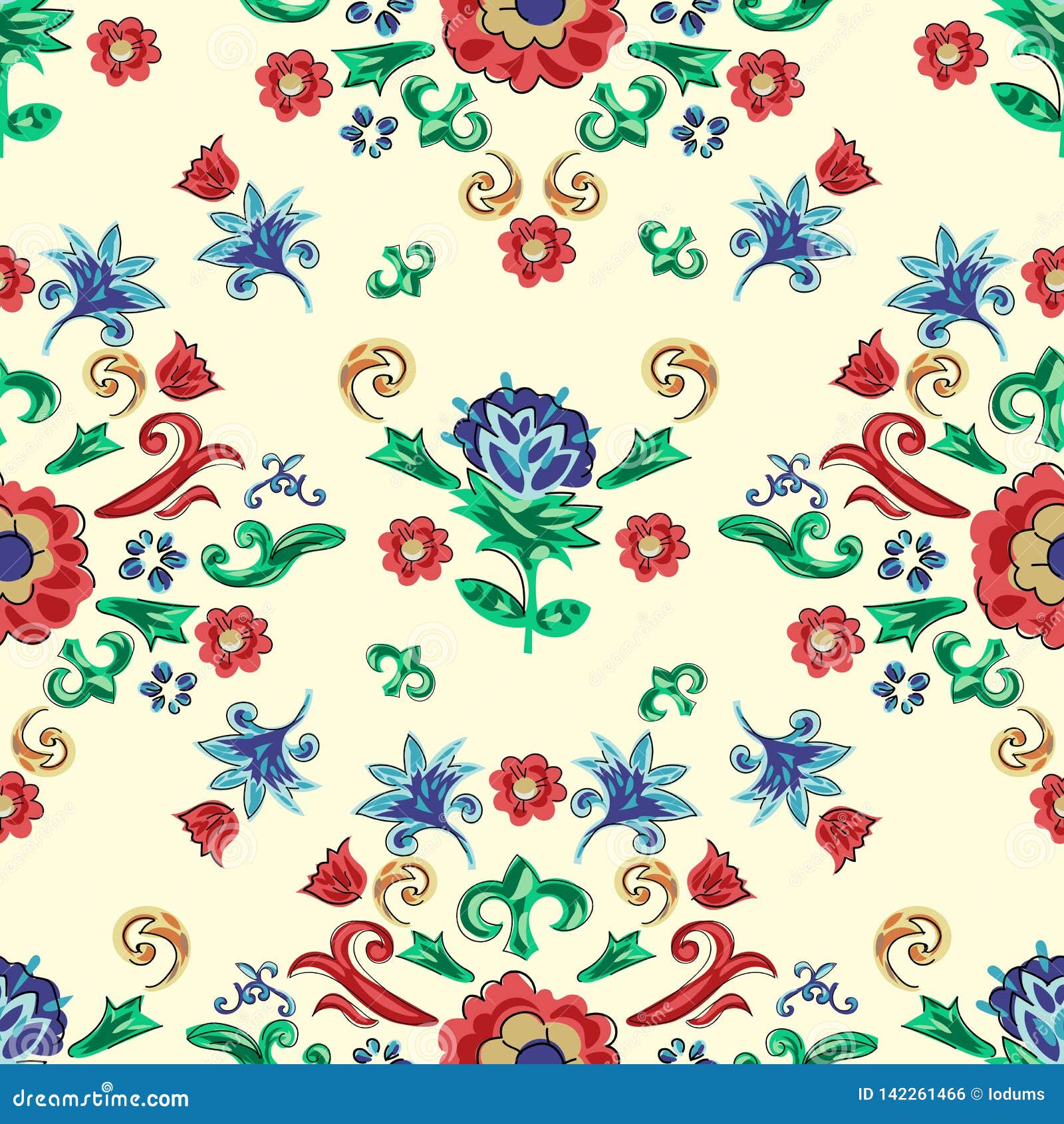 Sicilian Seamless Pattern with Flowers. Vector Floral Patch for ...