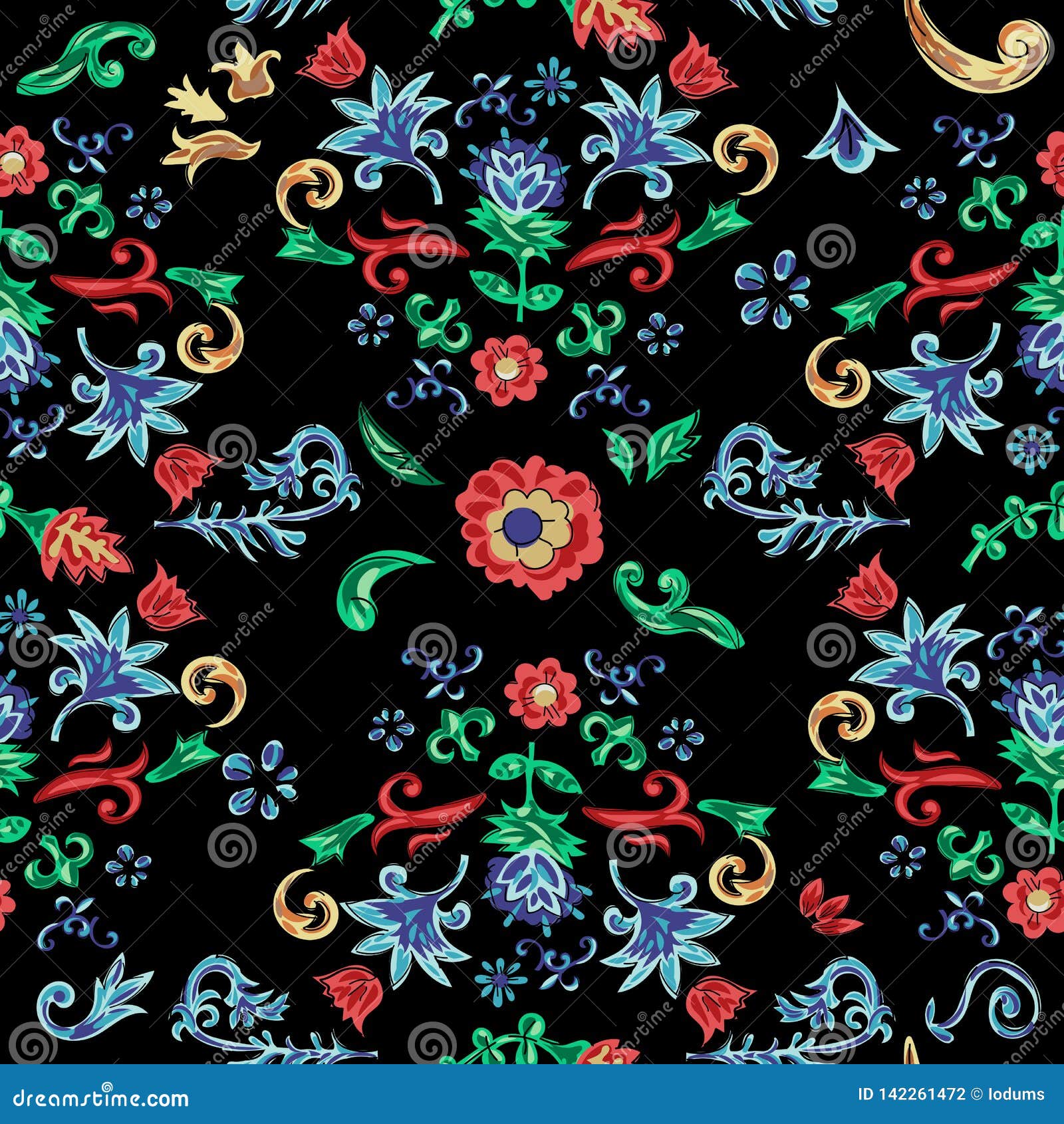 Sicilian Seamless Pattern with Flowers. Vector Floral Patch for ...