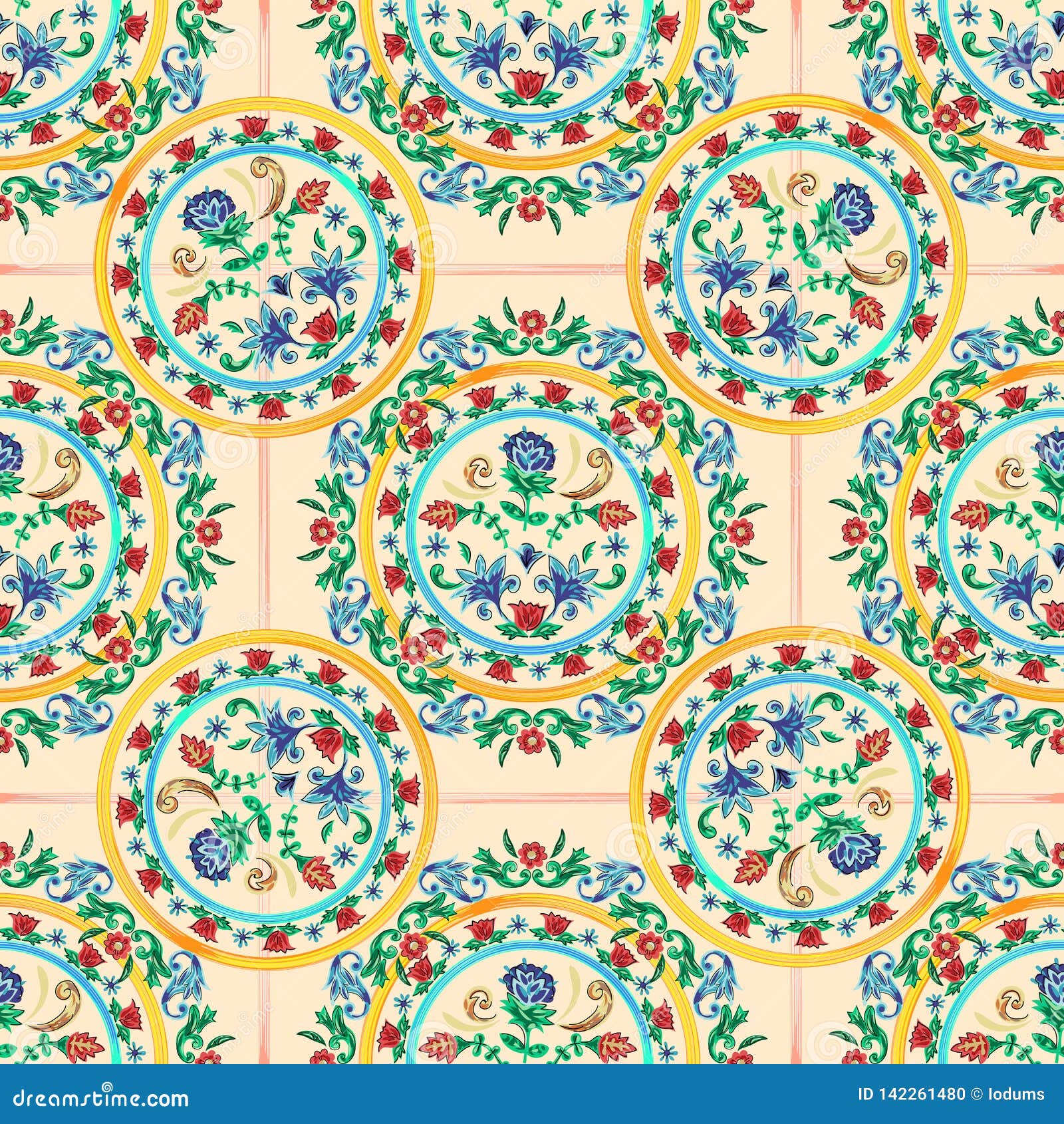 Sicilian Seamless Pattern with Flowers. Vector Floral Patch for ...