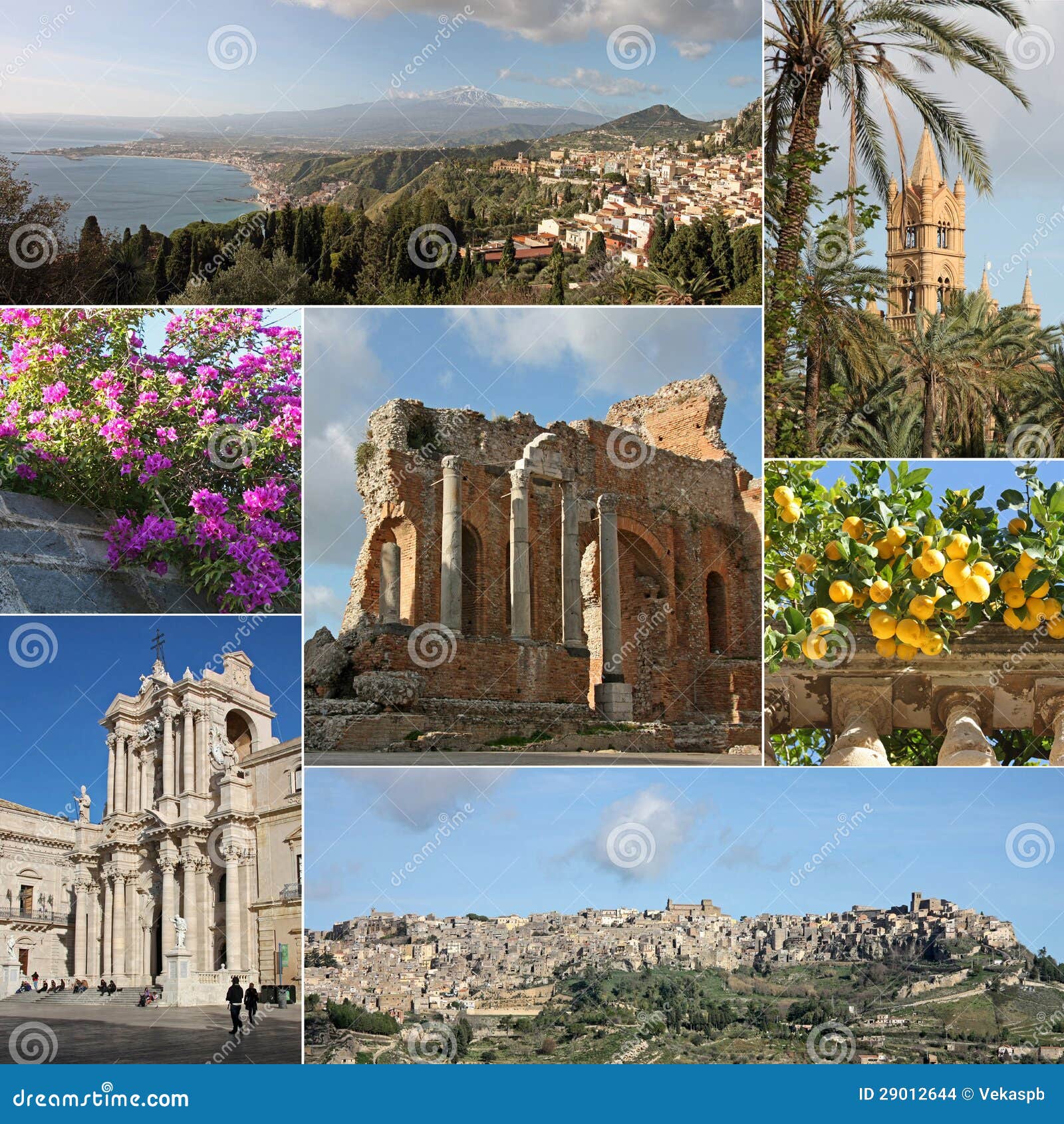 Sicily collage stock photo. Image of city, vacation, tirreno - 29012644