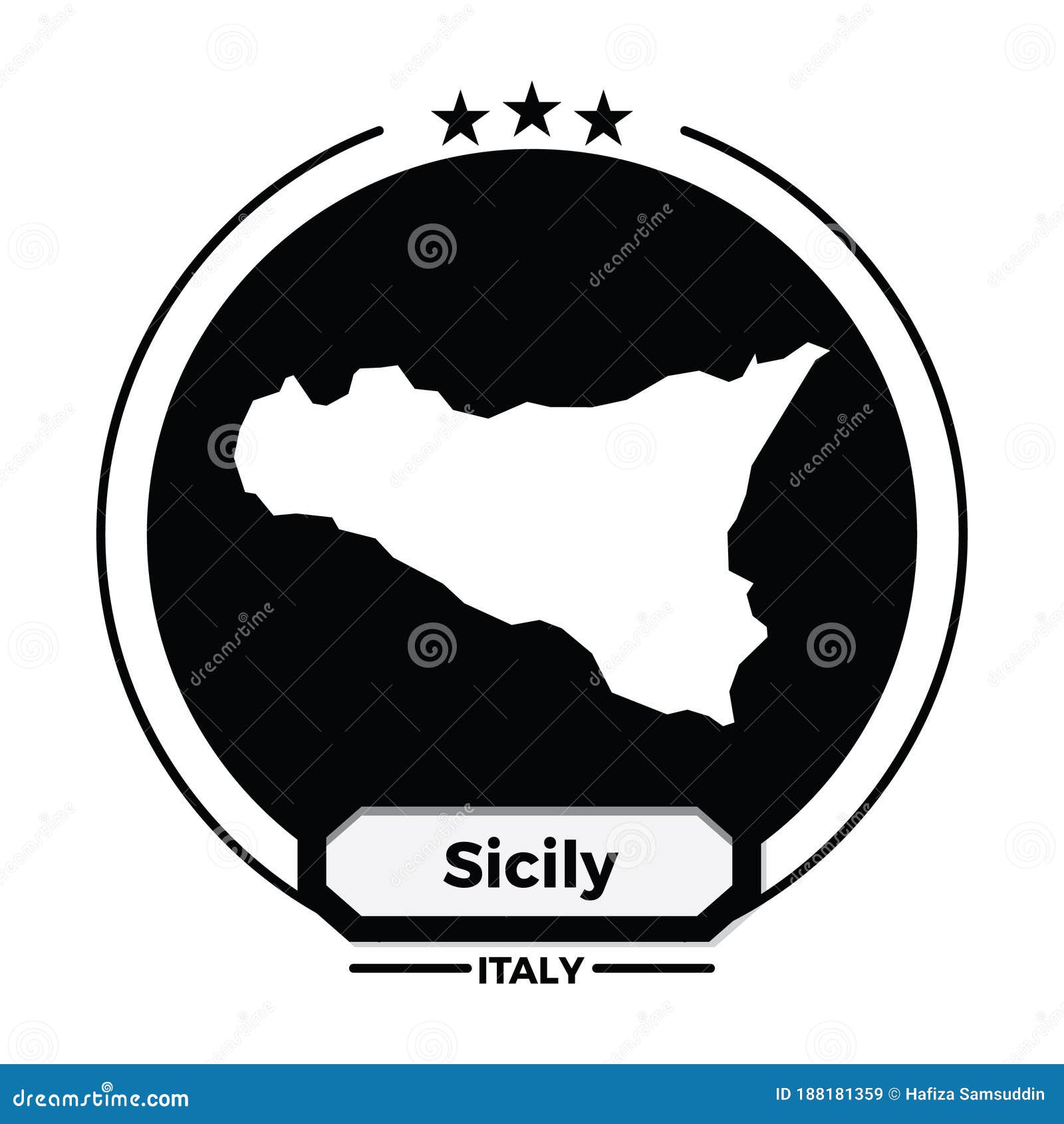 Sicily Map Label. Vector Illustration Decorative Design Stock Vector ...