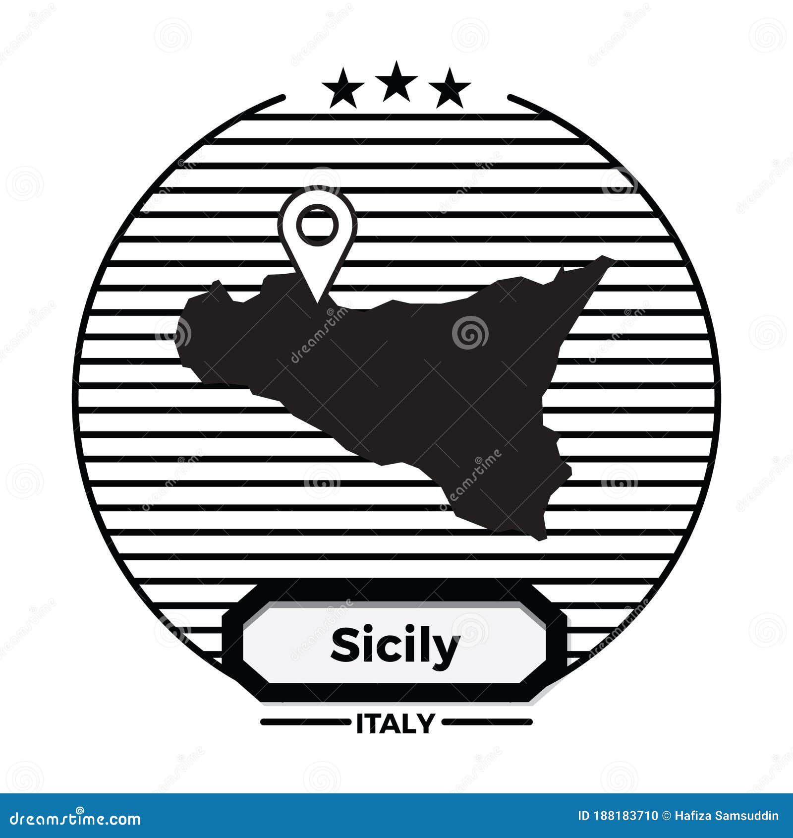 Sicily Map Label. Vector Illustration Decorative Design Stock Vector ...
