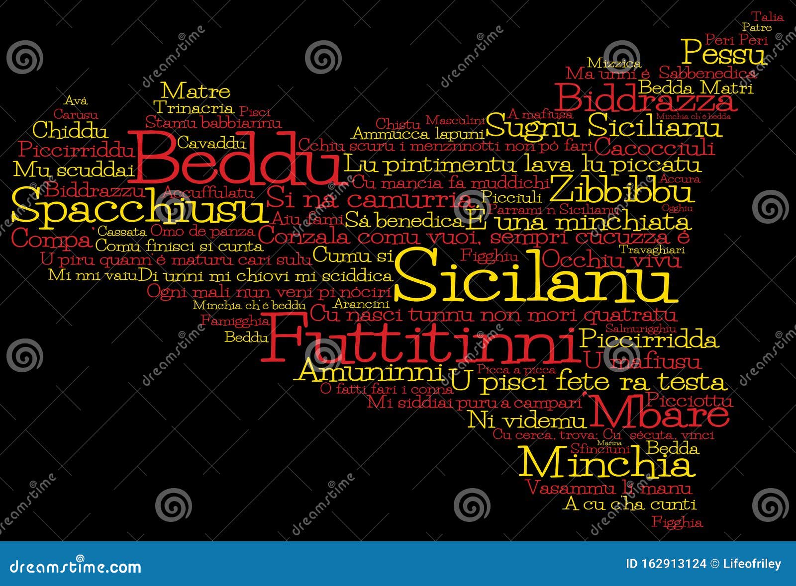 Sicily Map Made from Sicilian Slang Words Stock Illustration ... Sicily Map Made from Sicilian Slang Words Stock Illustration ...