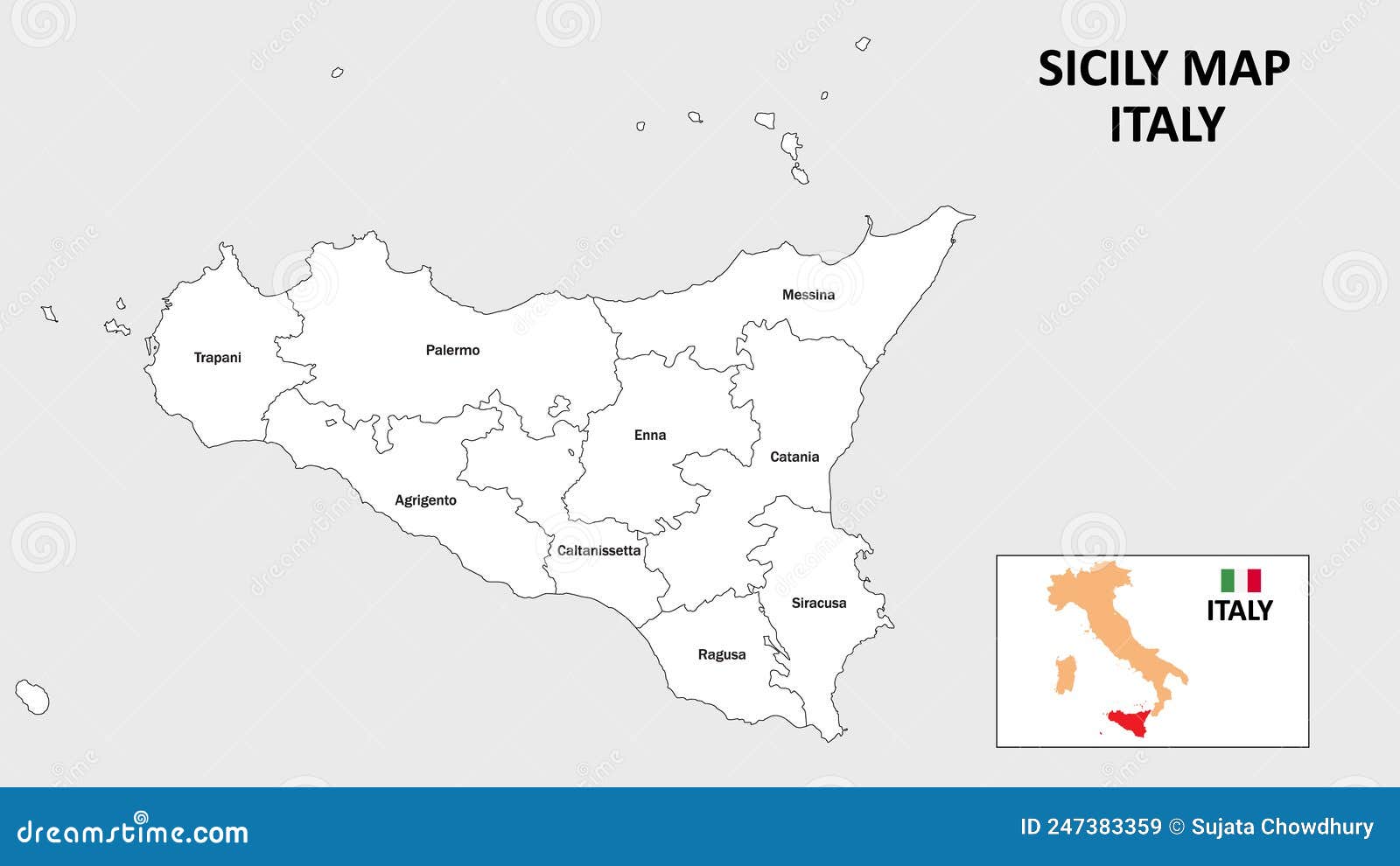 Sicily Map. State And District Map Of Sicily. Administrative Map Of ...