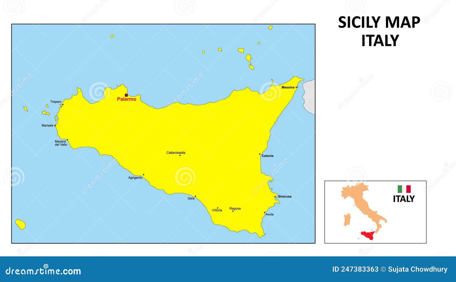 Sicily Map. State And District Map Of Sicily. Political Map Of Sicily ...