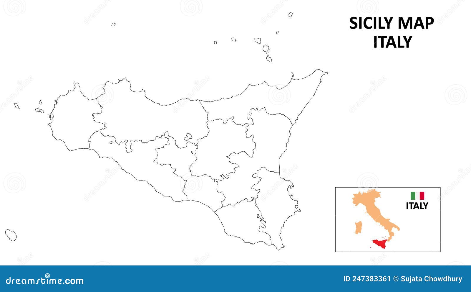 Sicily Map. State And District Map Of Sicily. Administrative Map Of ...