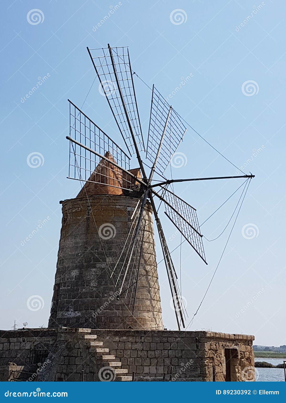 Sicily old windmill stock photo. Image of nature, landscape - 89230392