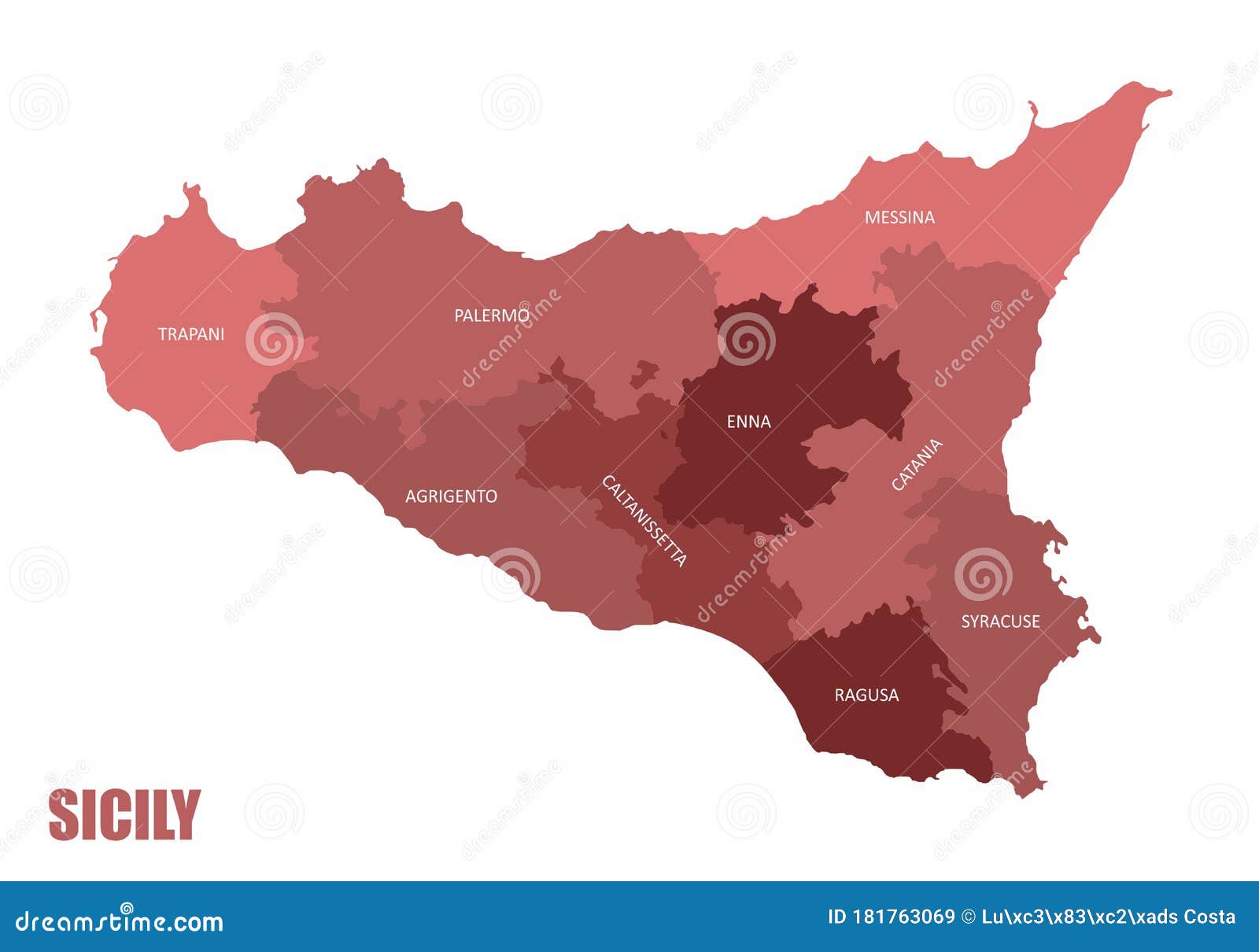 Sicily Regions Map Royalty-Free Stock Photography | CartoonDealer.com ...