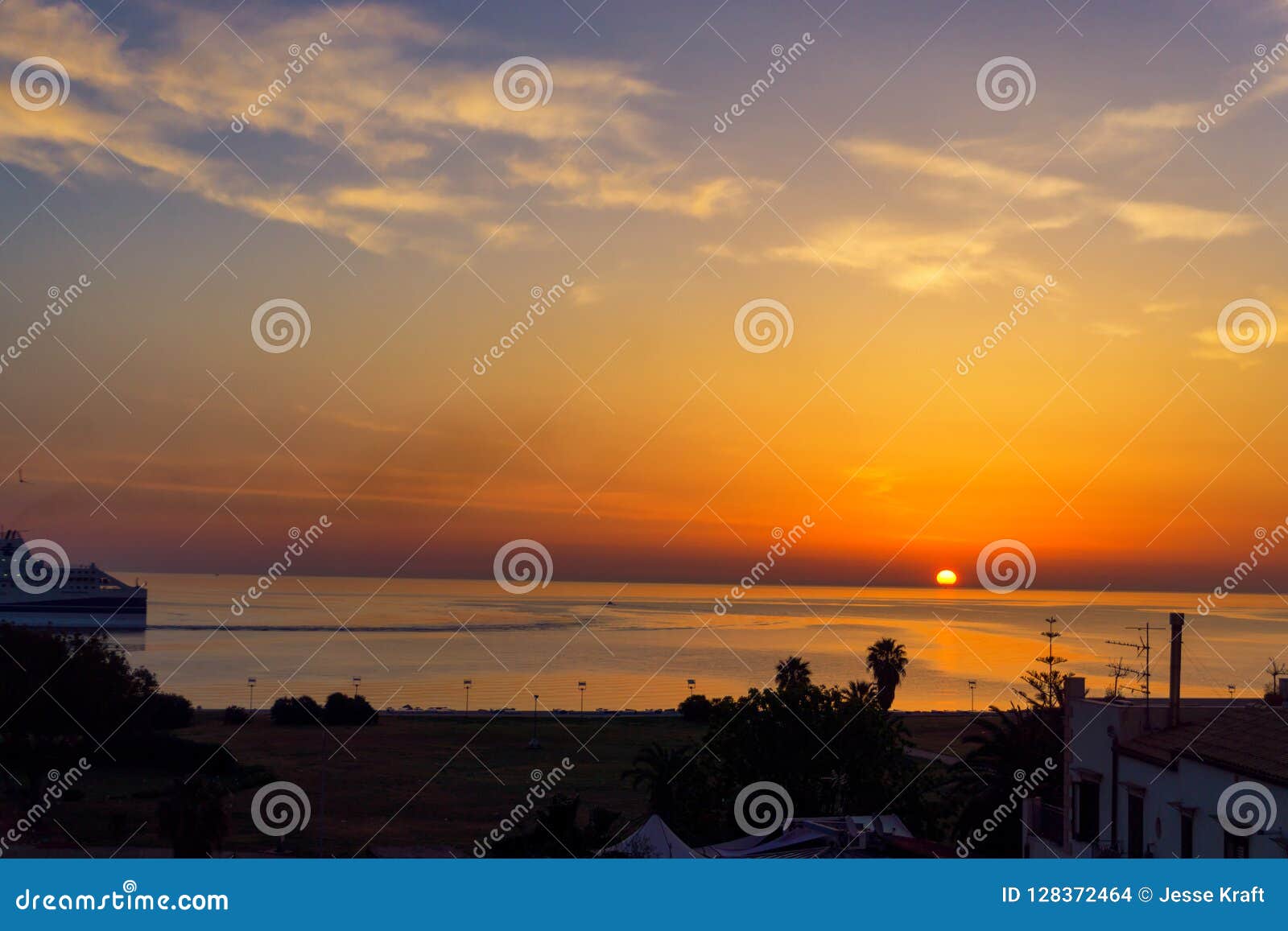 Sicily Sunrise View stock photo. Image of city, landmark - 128372464