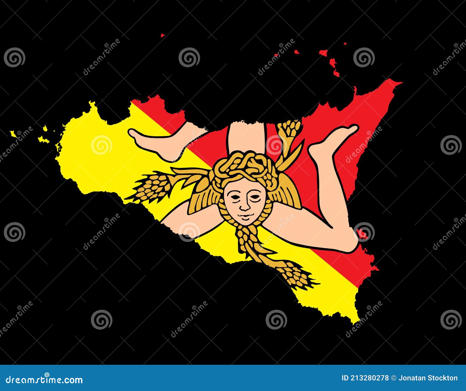 Sicily Vector Map Silhouette Illustration Isolated on Black Stock ...