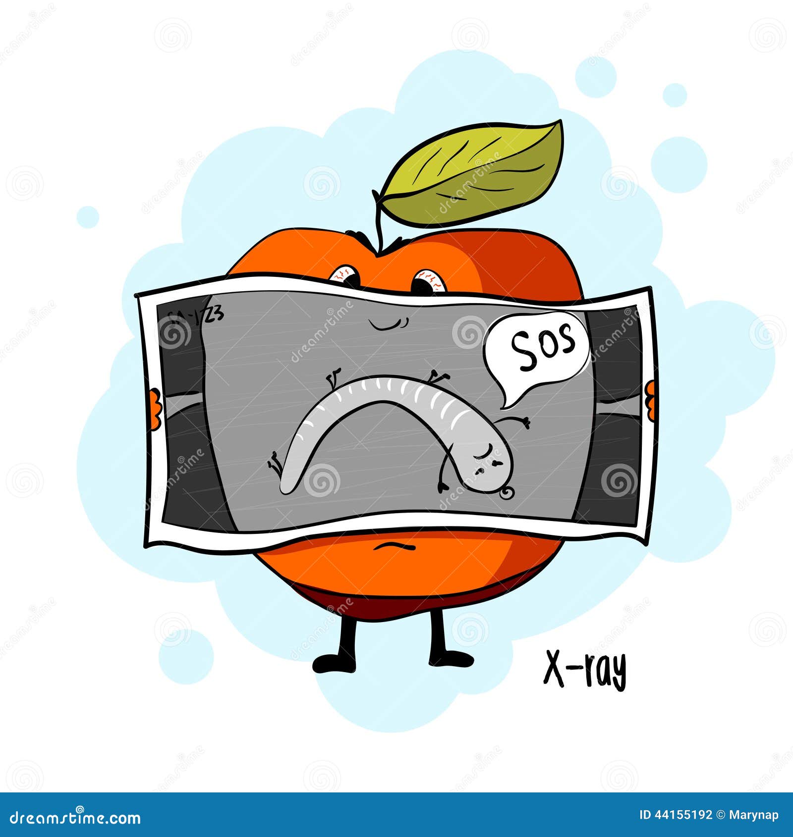 Sick apple. X-ray. stock vector. Illustration of illness - 44155192