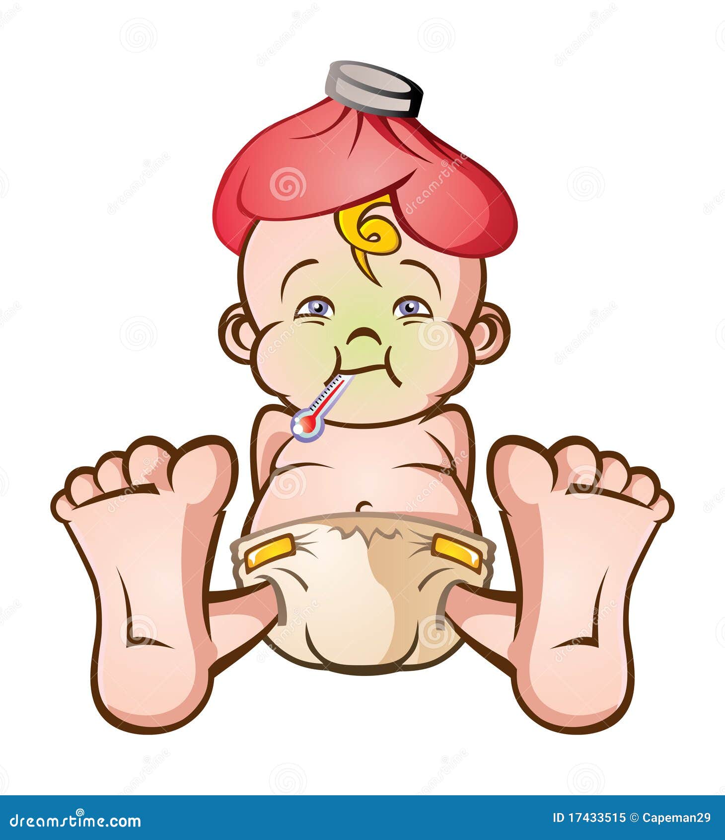 Sick Baby stock vector. Illustration of headache, runny - 17433515