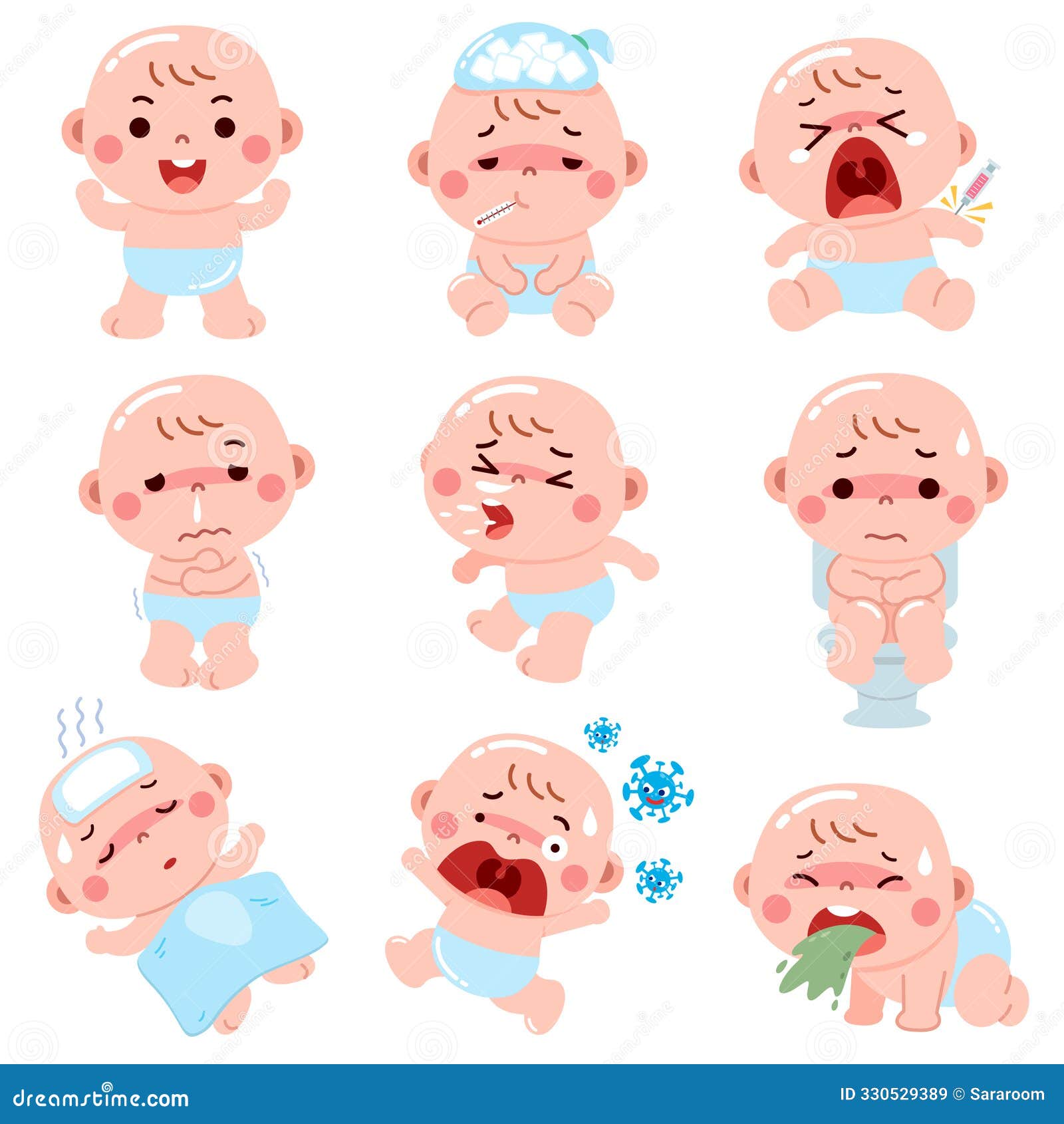 Sick Baby stock illustration. Illustration of people - 330529389