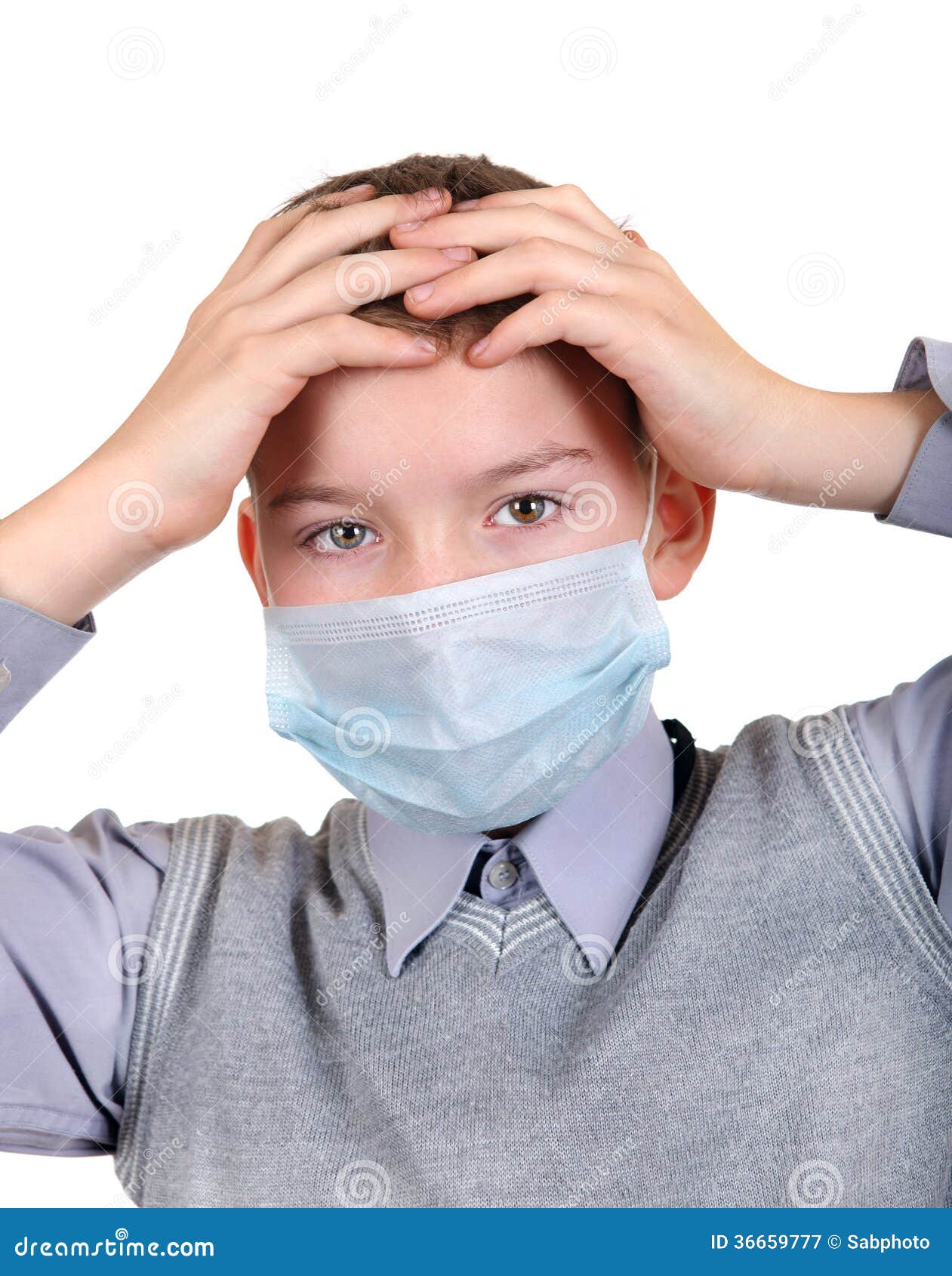 Sick Boy in Flu Mask stock image. Image of grasp, disease - 36659777