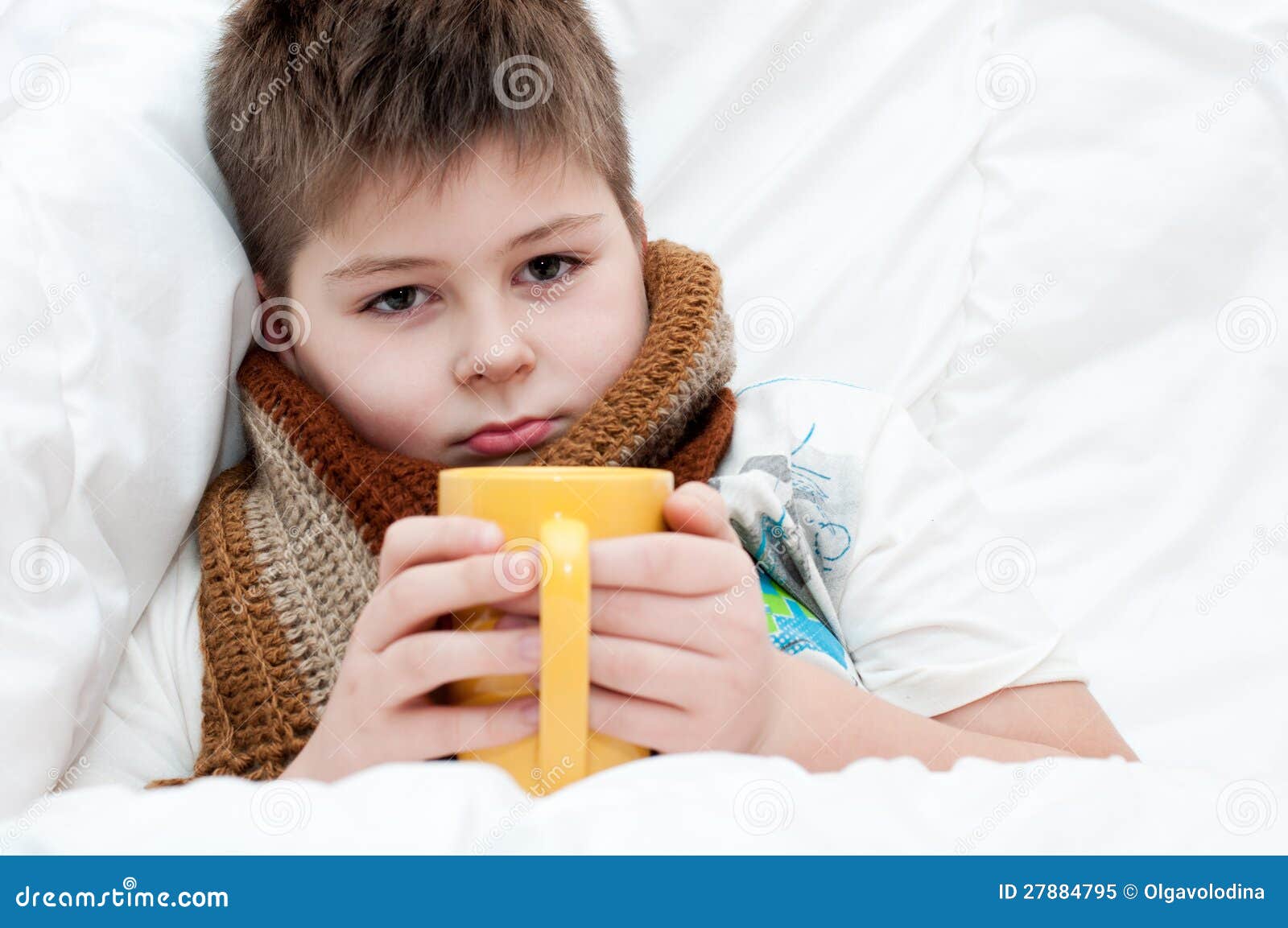 Sick Boy Lying In Bed Royalty-Free Stock Photography | CartoonDealer ...