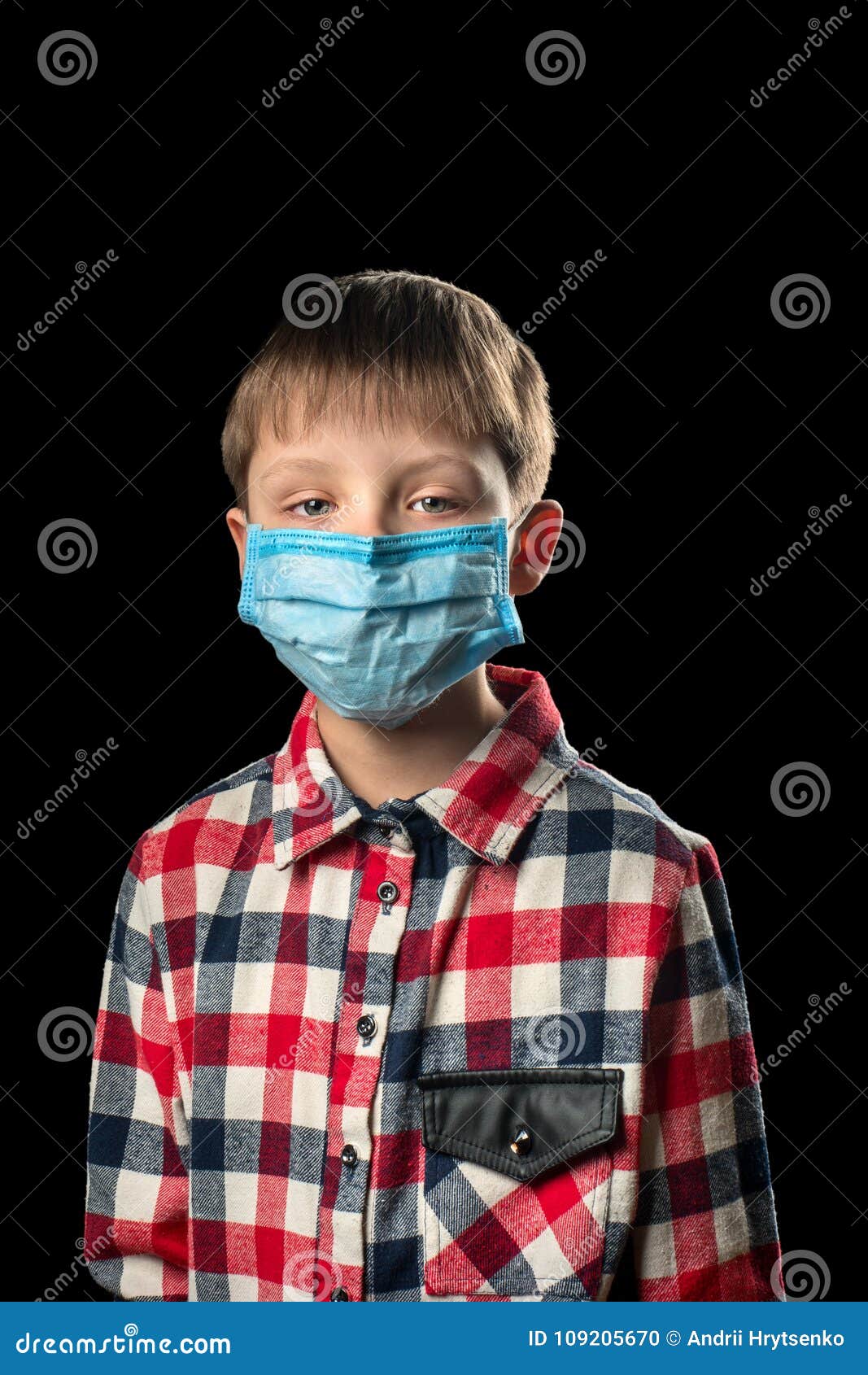 Sick boy in mask stock photo. Image of elementary, medical - 109205670