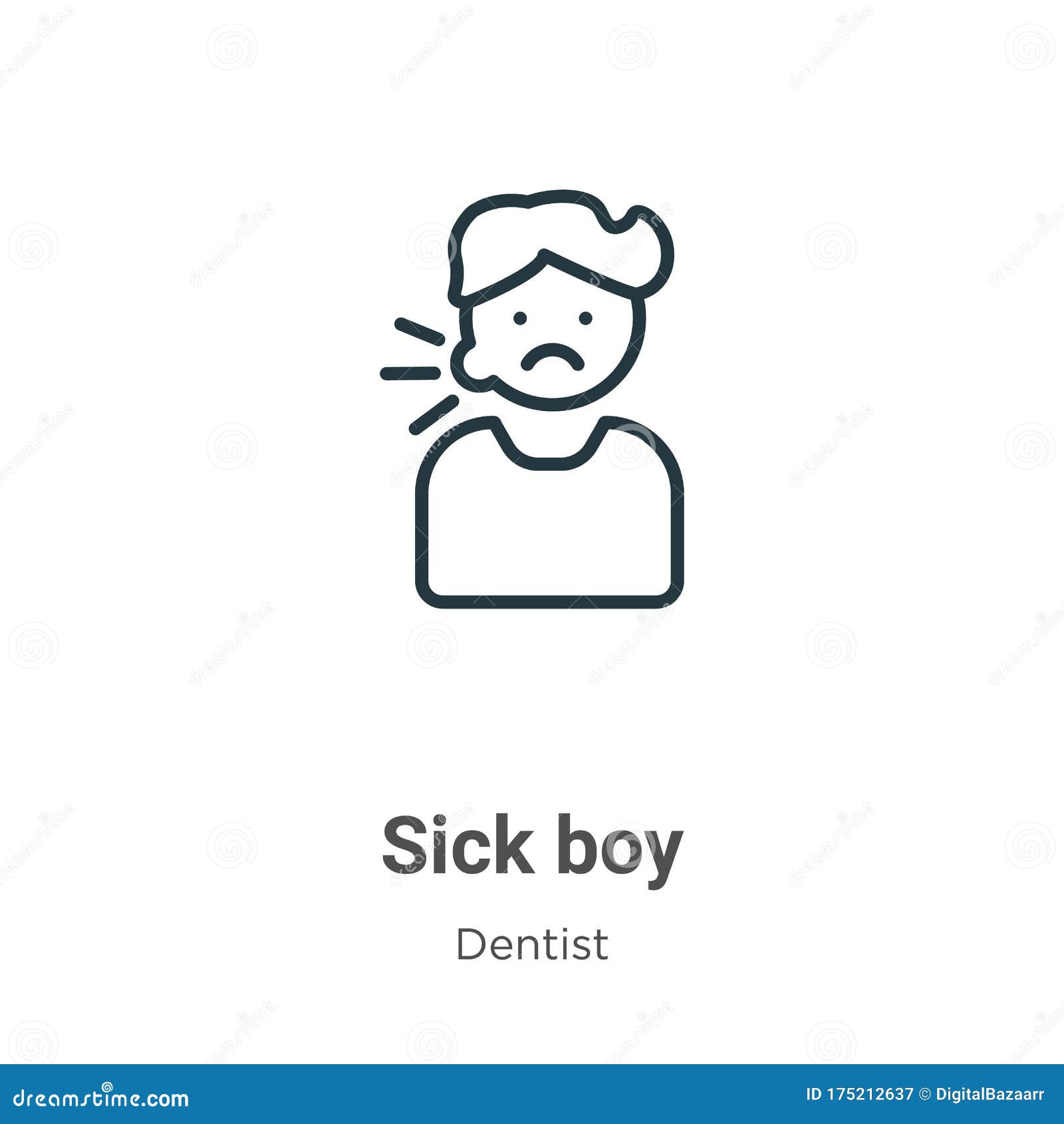 Sick Boy Outline Vector Icon. Thin Line Black Sick Boy Icon, Flat ...
