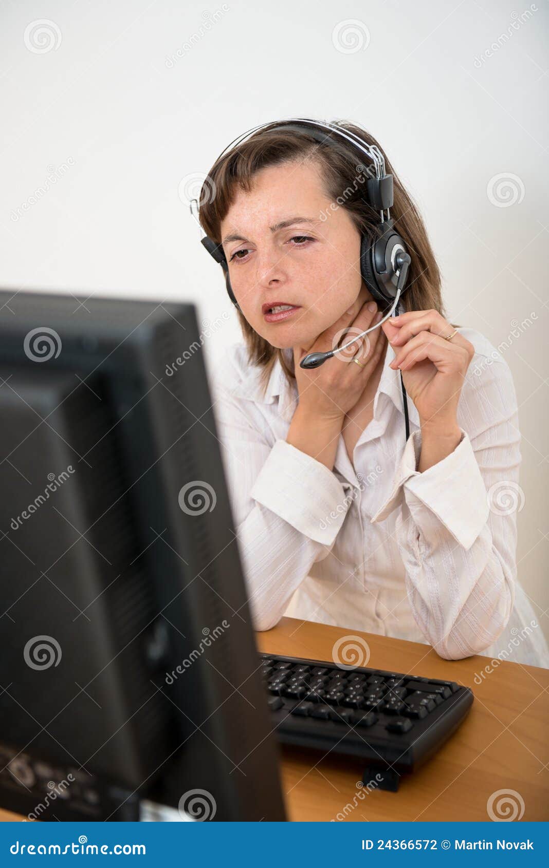 Sick Business Person at Computer Stock Photo - Image of speaking ...