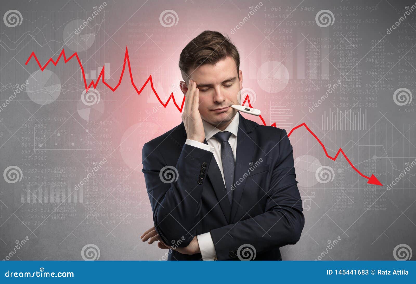 Sick Businessman with Decreasing Performance Concept Stock Image ...