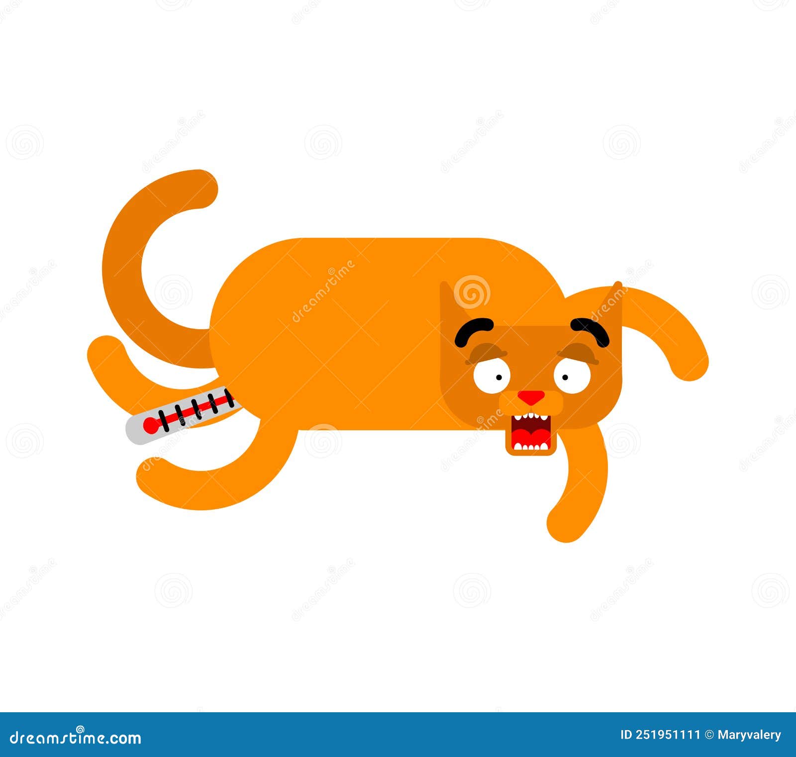 Sick Cat and Thermometer. Measuring Temperature Rectally in a Pet Stock ...