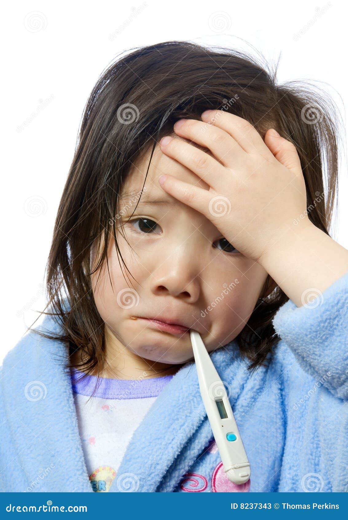 Sick Child stock image. Image of thermometer, girl, illness - 8237343