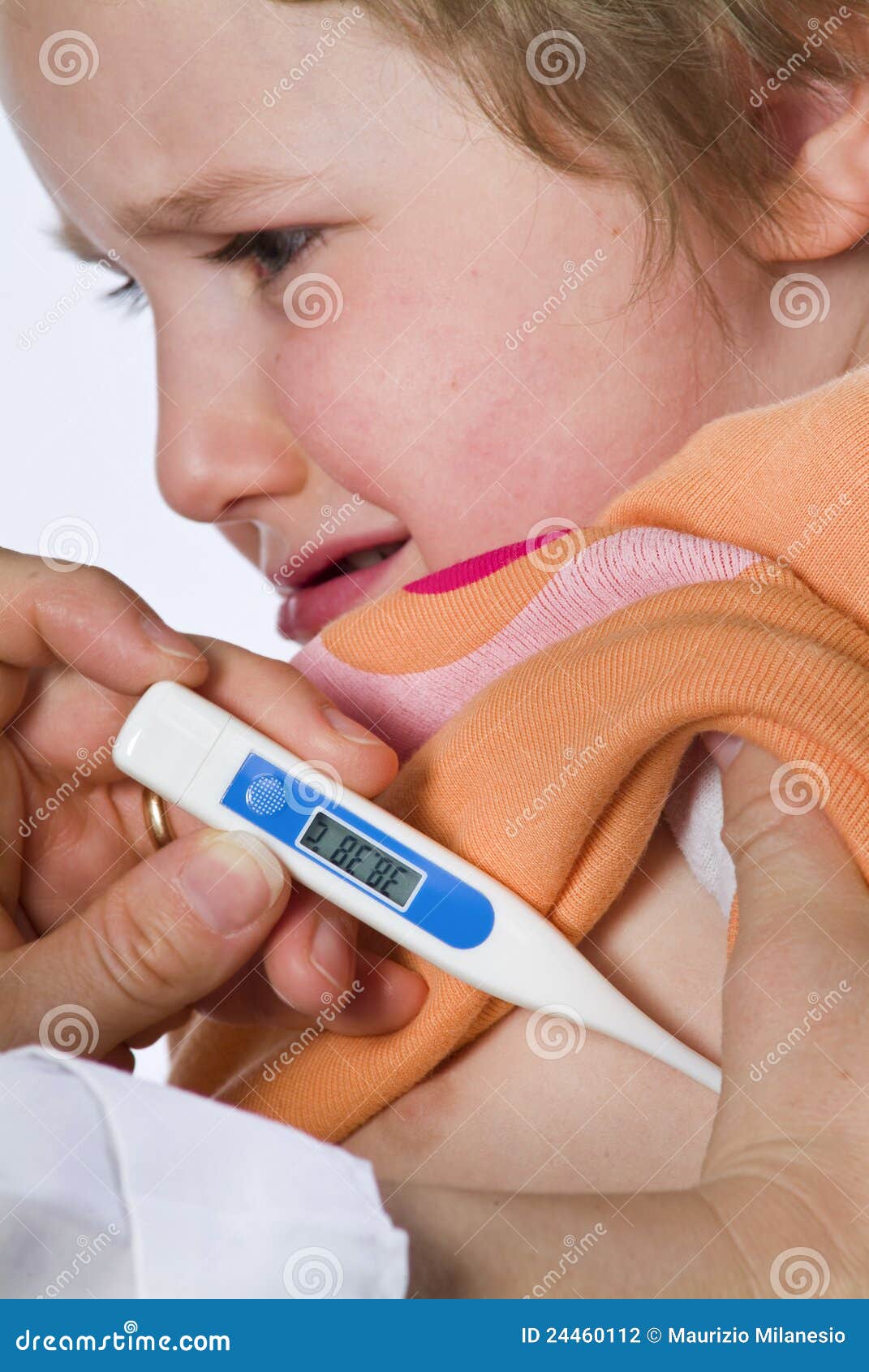 Sick child measuring fever stock photo. Image of bacterial - 24460112