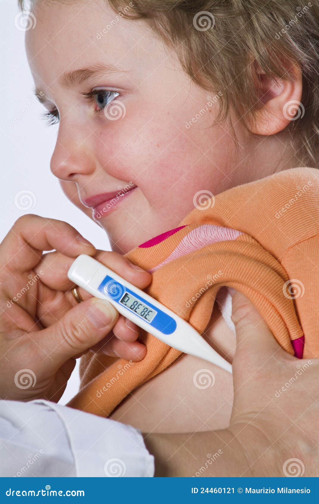 Sick child measuring fever stock image. Image of medicine - 24460121