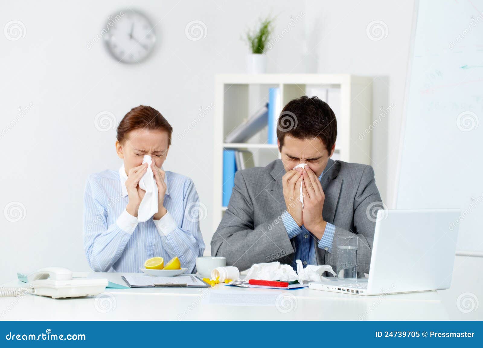 Sick co-workers stock image. Image of caucasian, epidemic - 24739705