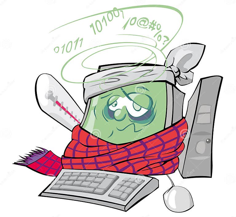 The sick computer stock vector. Illustration of cheerless - 11178051