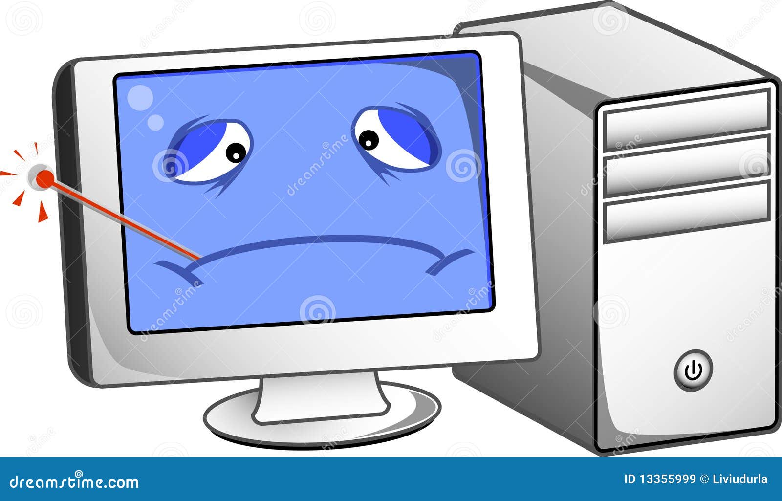 Sick Computer Cartoon Vector Illustration | CartoonDealer.com #47883798