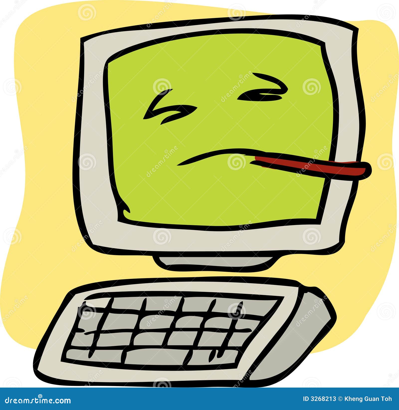 Sick computer stock vector. Illustration of clipart, drawn - 3268213