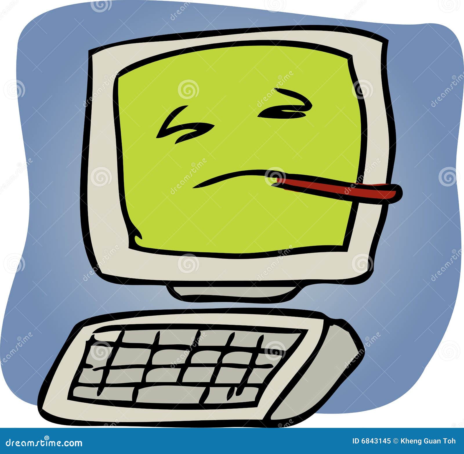 Sick Computer Cartoon Vector Illustration | CartoonDealer.com #47883798