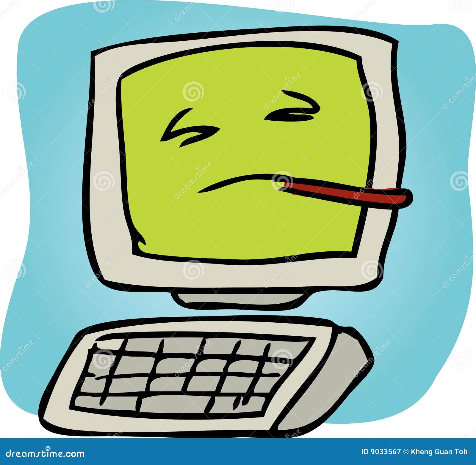 Sick Computer Cartoon Vector Illustration | CartoonDealer.com #47883798