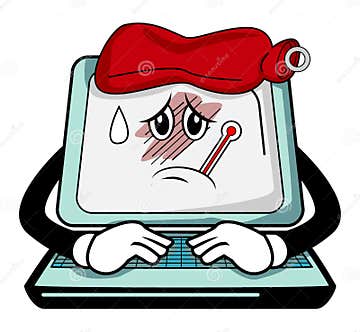 Sick computer cartoon stock vector. Illustration of malware - 47883798