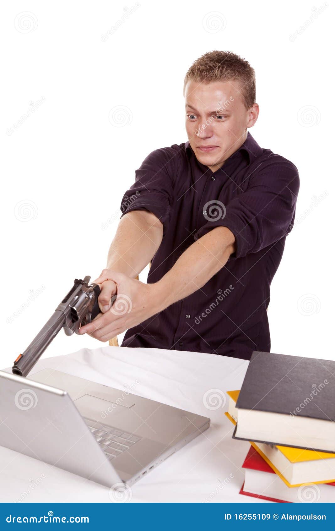 Sick of computer gun stock image. Image of student, study - 16255109